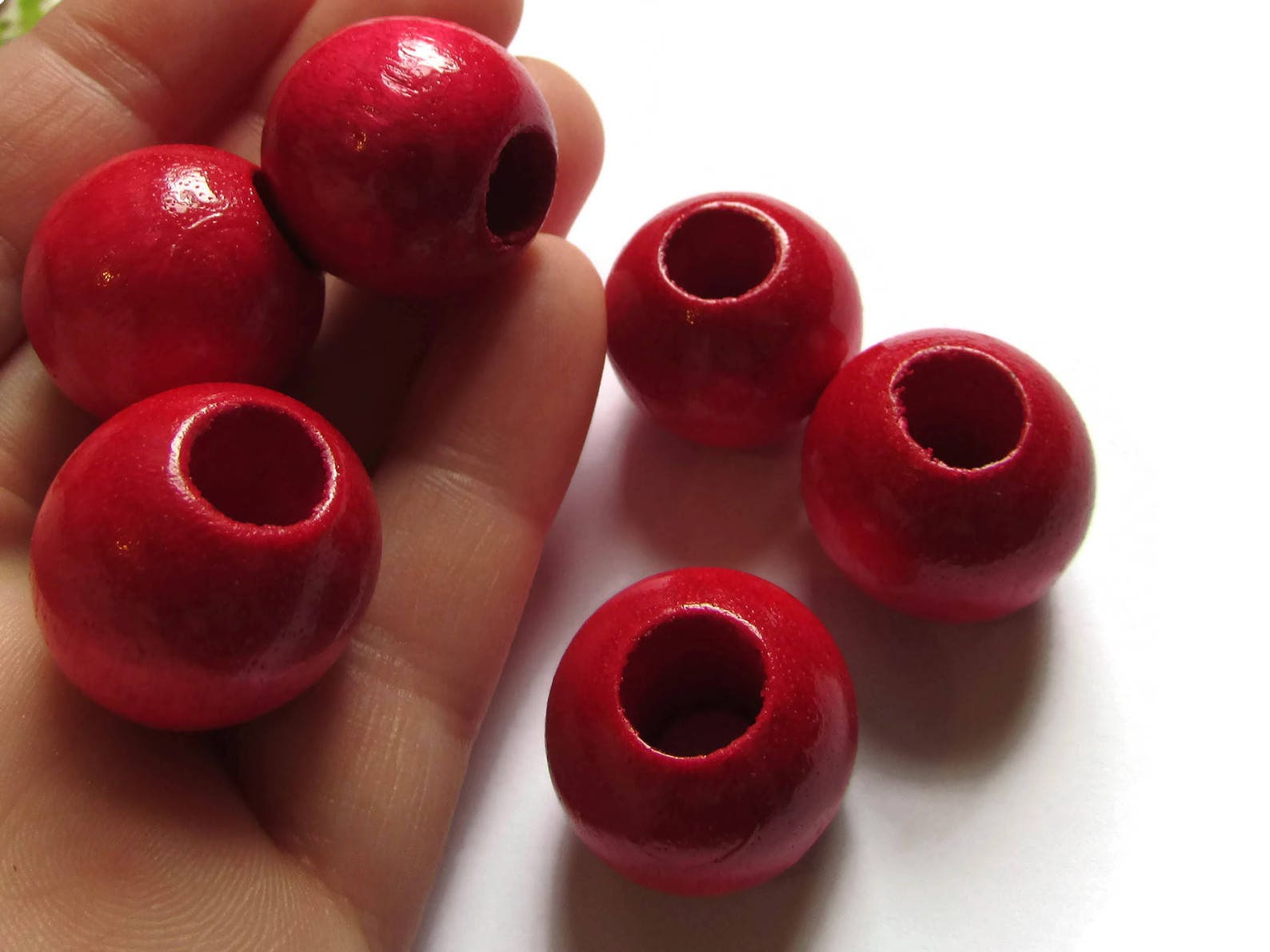 6 21mm X 19mm Red Beads Round Wood Beads Vintage Beads Wooden - Etsy