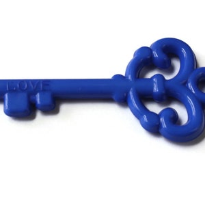 8 Royal Blue Key Charm Skeleton Key Charm Plastic Key Beading Supplies ...