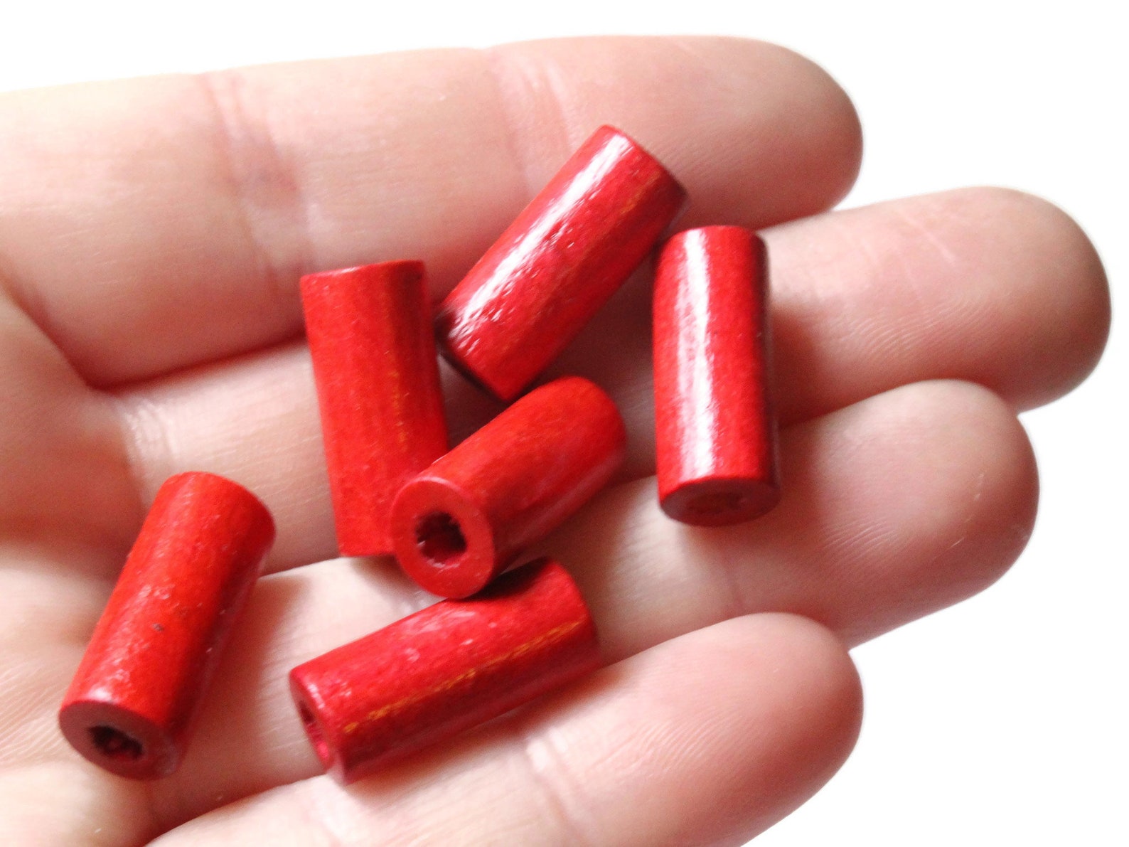 24 18mm Tube Beads Red Vintage Wood Beads Wooden Beads Jewelry Making ...