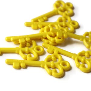 8 Yellow Key Plastic Key Skeleton Key Charm Key Pendant Love Key ...