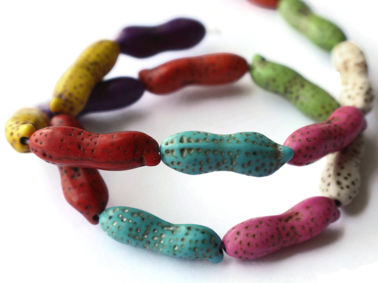 16 26mm Howlite Peanut Beads Gemstone Beads Dyed Beads Plant & Food ...