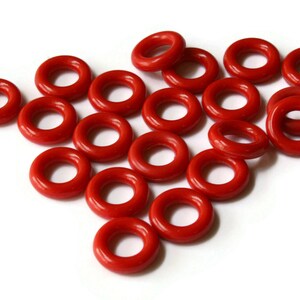 20 15mm Red Ring Beads Vintage Plastic Links Jewelry Making Beading ...