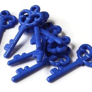 8 Royal Blue Key Charm Skeleton Key Charm Plastic Key Beading Supplies ...