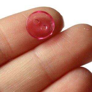 50 11mm Clear Dark Pink Buttons Flat Round Plastic Two Hole Buttons ...