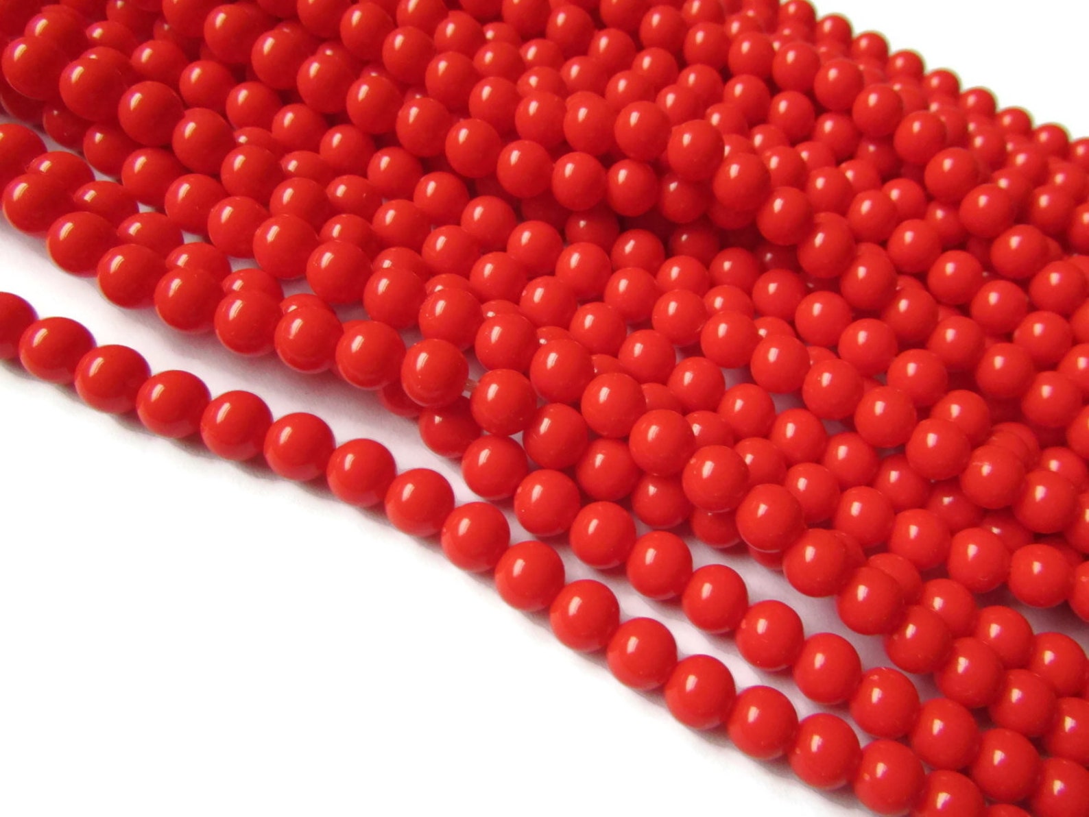 6mm Round Beads Red Plastic Beads Vintage Beads 31 Inch Full - Etsy