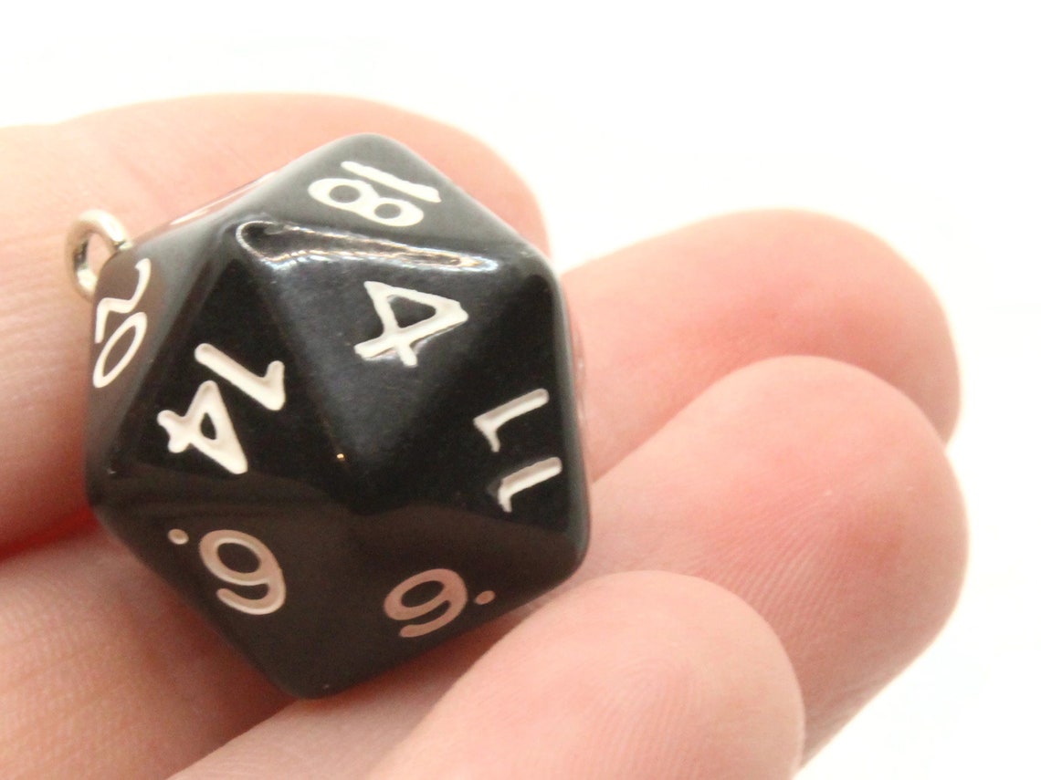 2 20mm Black Resin D20 20 Sided Dice Charms Dice Pendants Jewelry ...