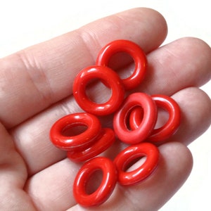20 15mm Red Ring Beads Vintage Plastic Links Jewelry Making Beading ...