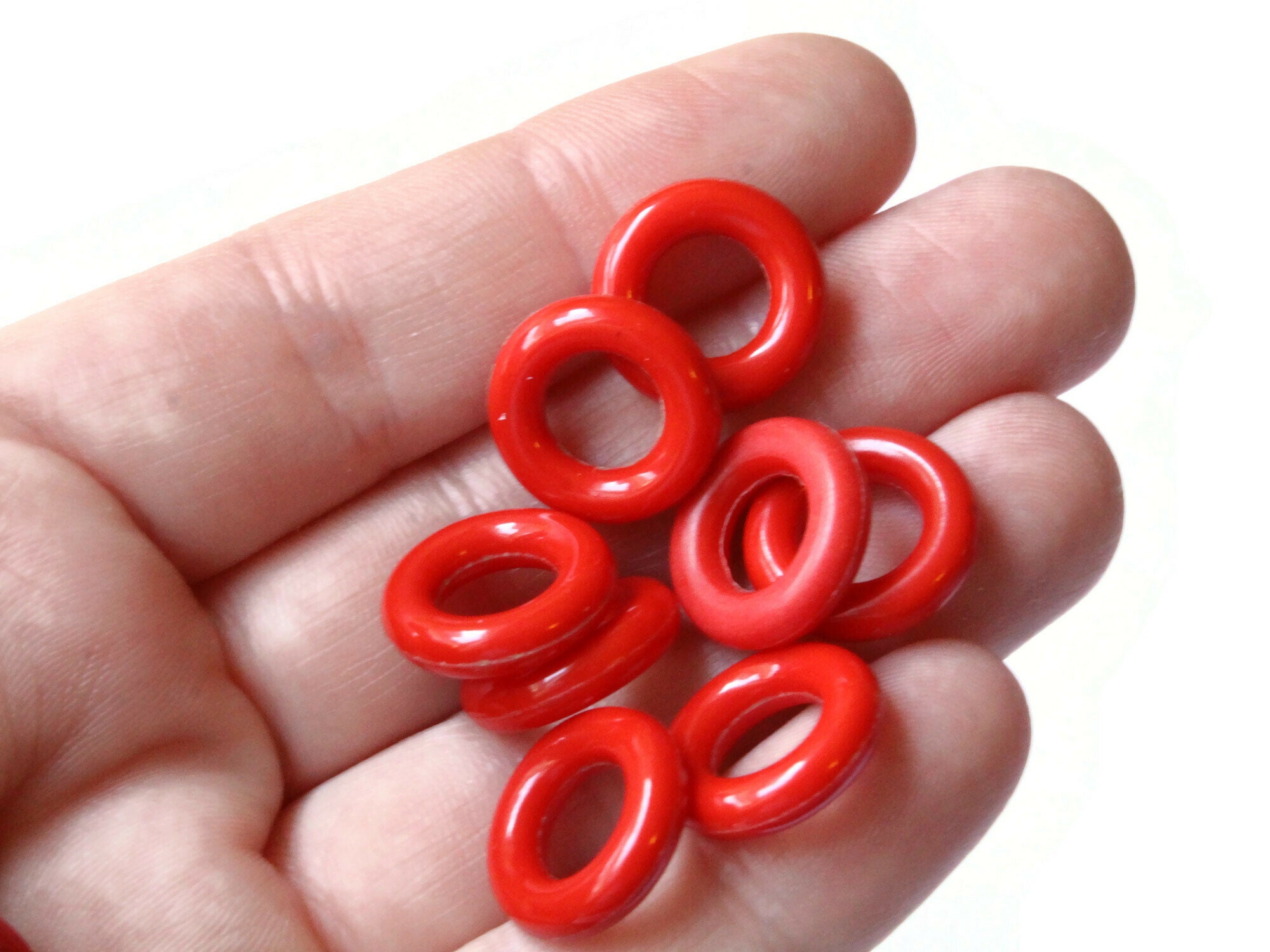 20 15mm Red Ring Beads Vintage Plastic Links Jewelry Making | Etsy