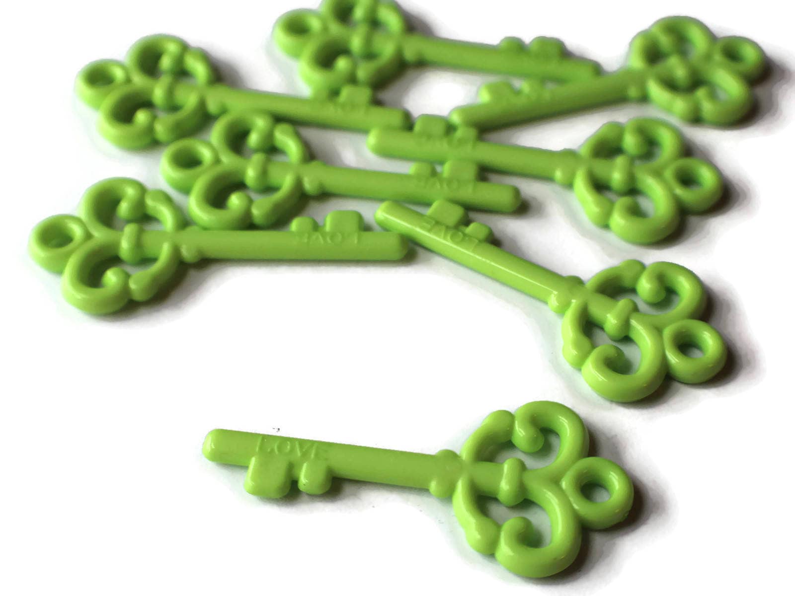 8 Lime Green Skeleton Key Charms Green Key Pendant Acrylic | Etsy