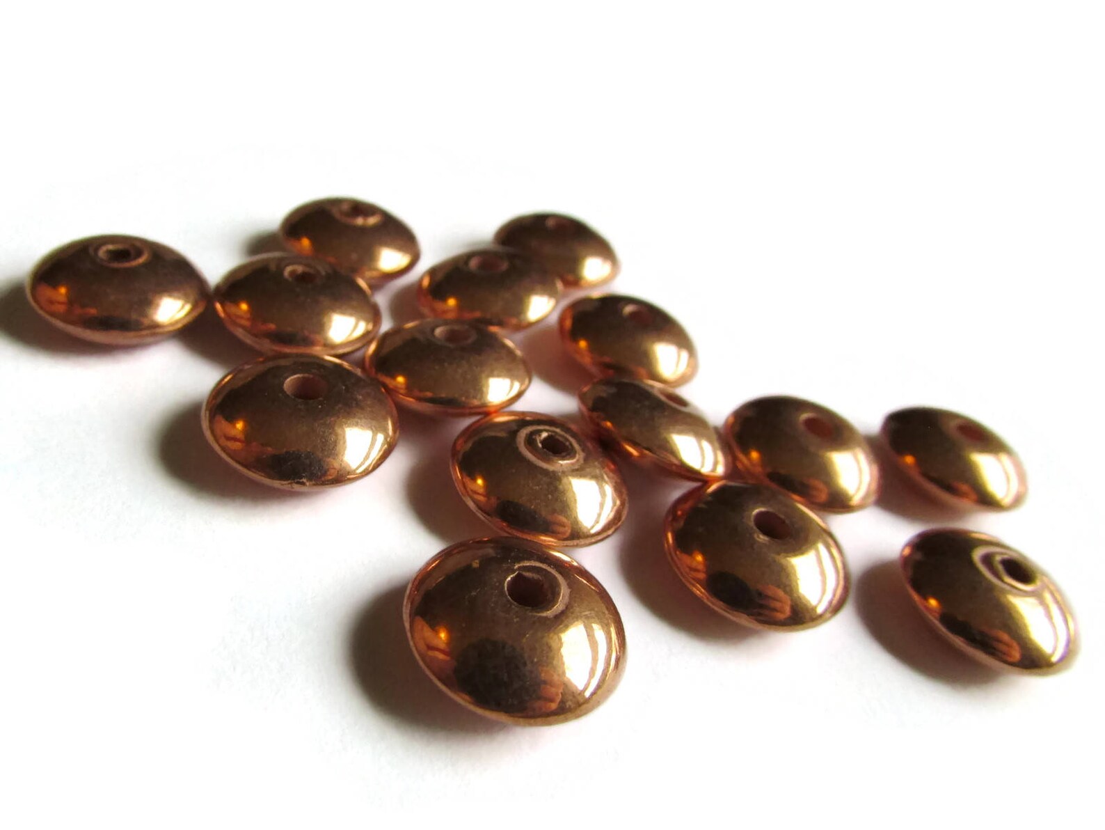 15 14mm Vintage Red Copper Beads Saucer Beads Copper Plated Plastic ...