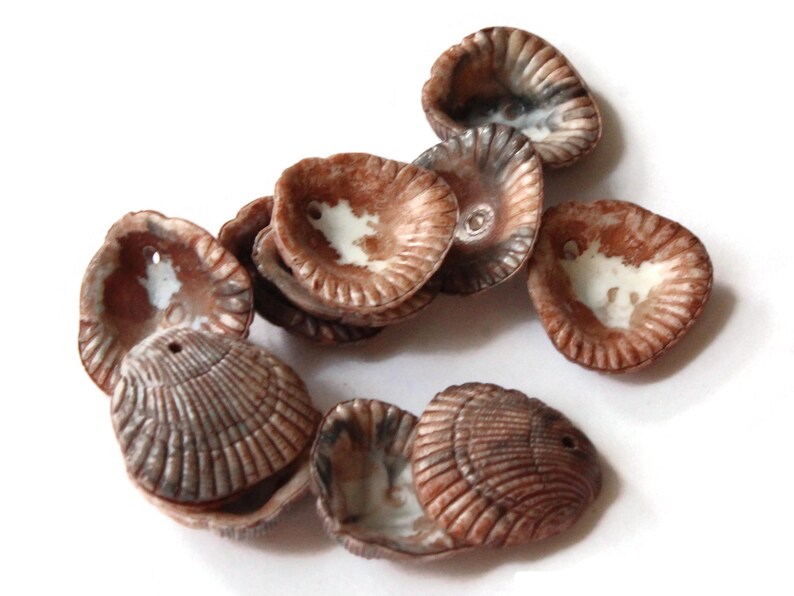 12 18mm Brown Plastic Shell Beads Oyster Shell Beads Jewelry - Etsy
