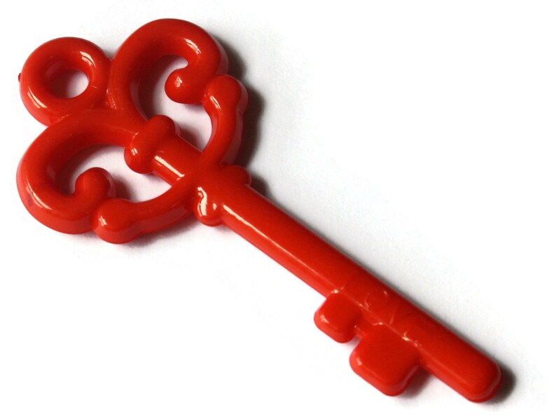 Plastic Key Charm Red Skeleton Key Charms Love Key Pendant Key | Etsy
