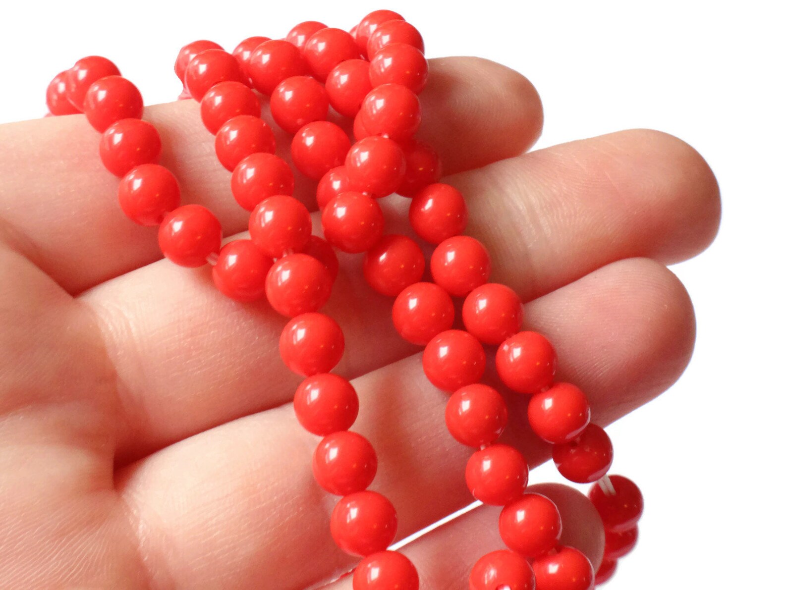 6mm Round Beads Red Plastic Beads Vintage Beads 31 Inch Full - Etsy