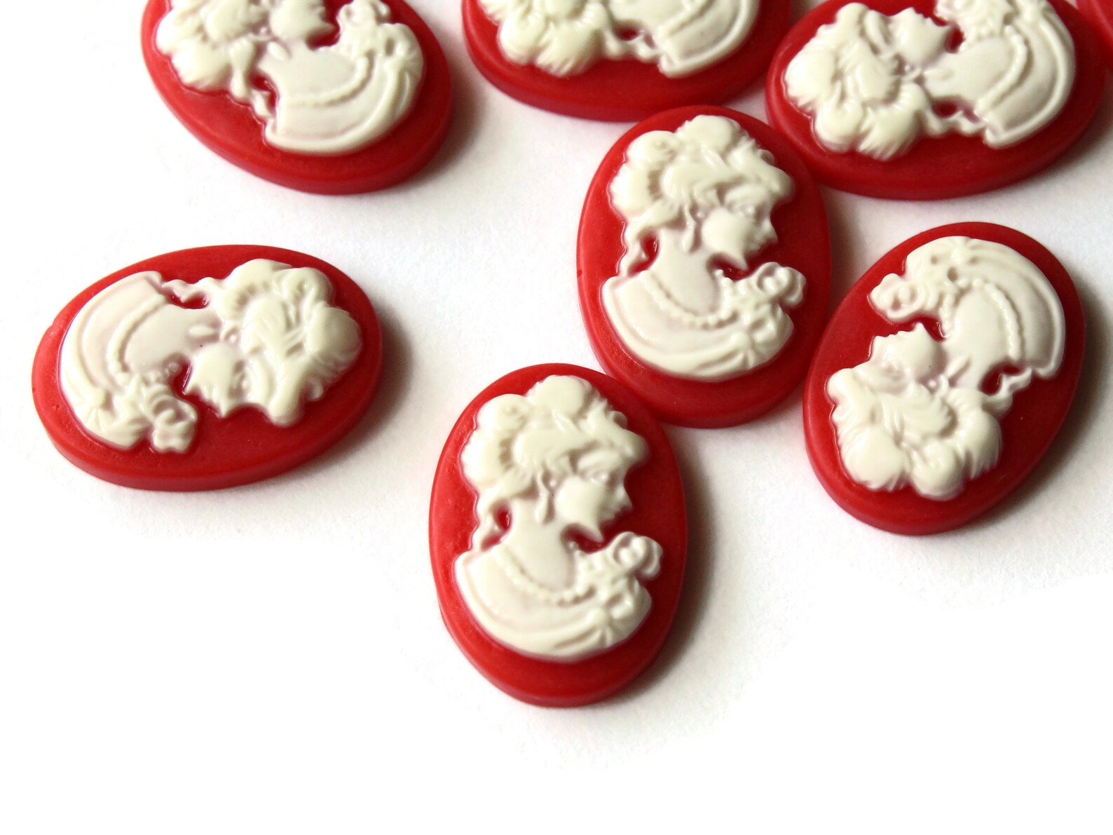 10 Red Cameo Cabochons Victorian Cameo Woman Face Cameo Cabs - Etsy