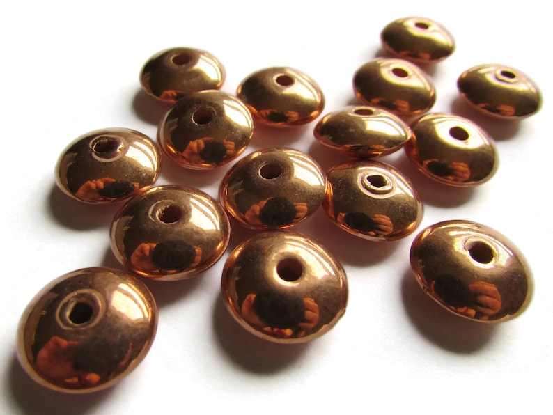 15 14mm Vintage Red Copper Beads Saucer Beads Copper Plated Plastic ...