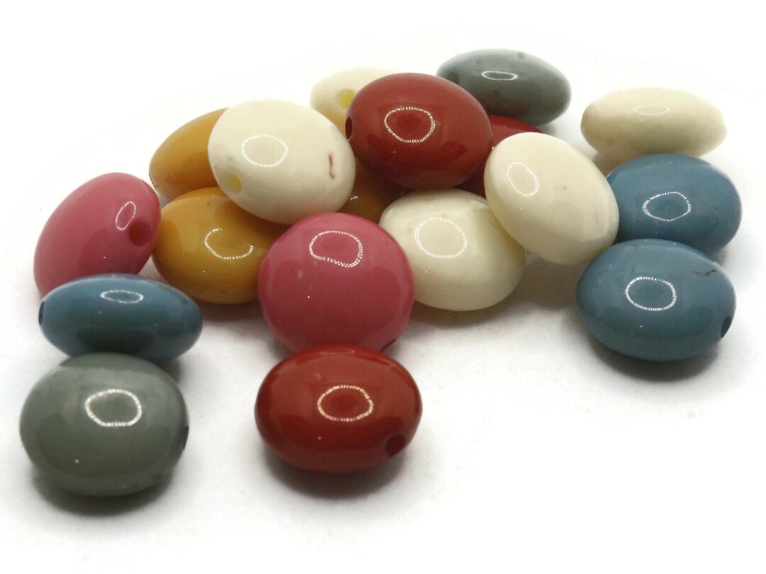 18 17mm Assorted Color Beads Puffed Coin Bead Mixed Acrylic Beads Flat ...