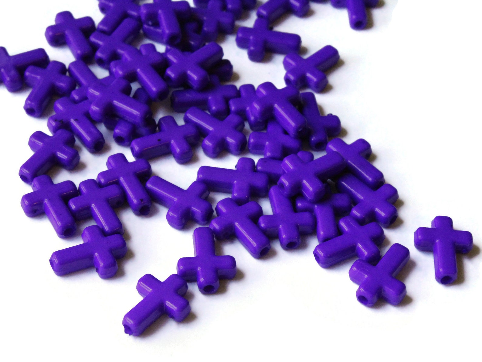 50 16mm Cross Beads Purple Cross Beads Plastic Crosses Christian Beads ...