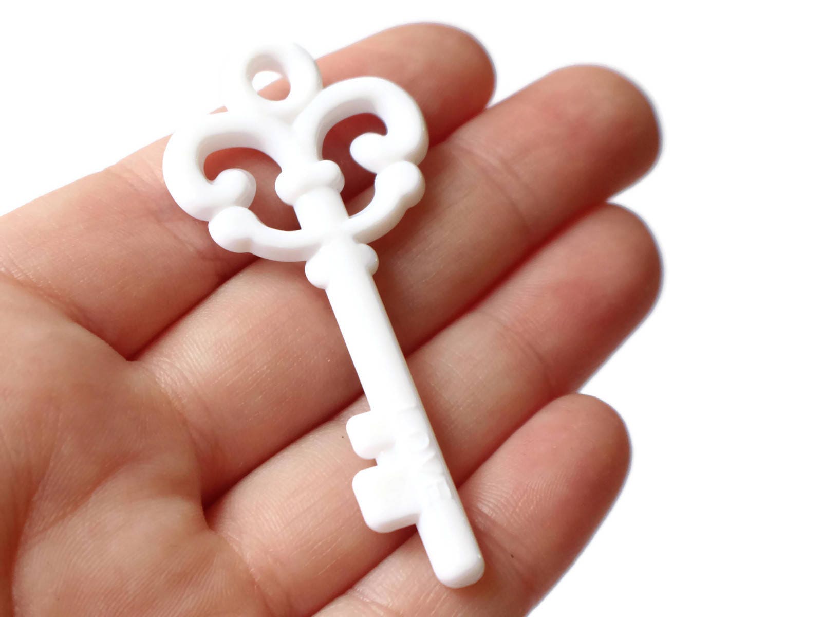 8 White Key Charms Plastic Skeleton Key Charm Beading Supplies | Etsy