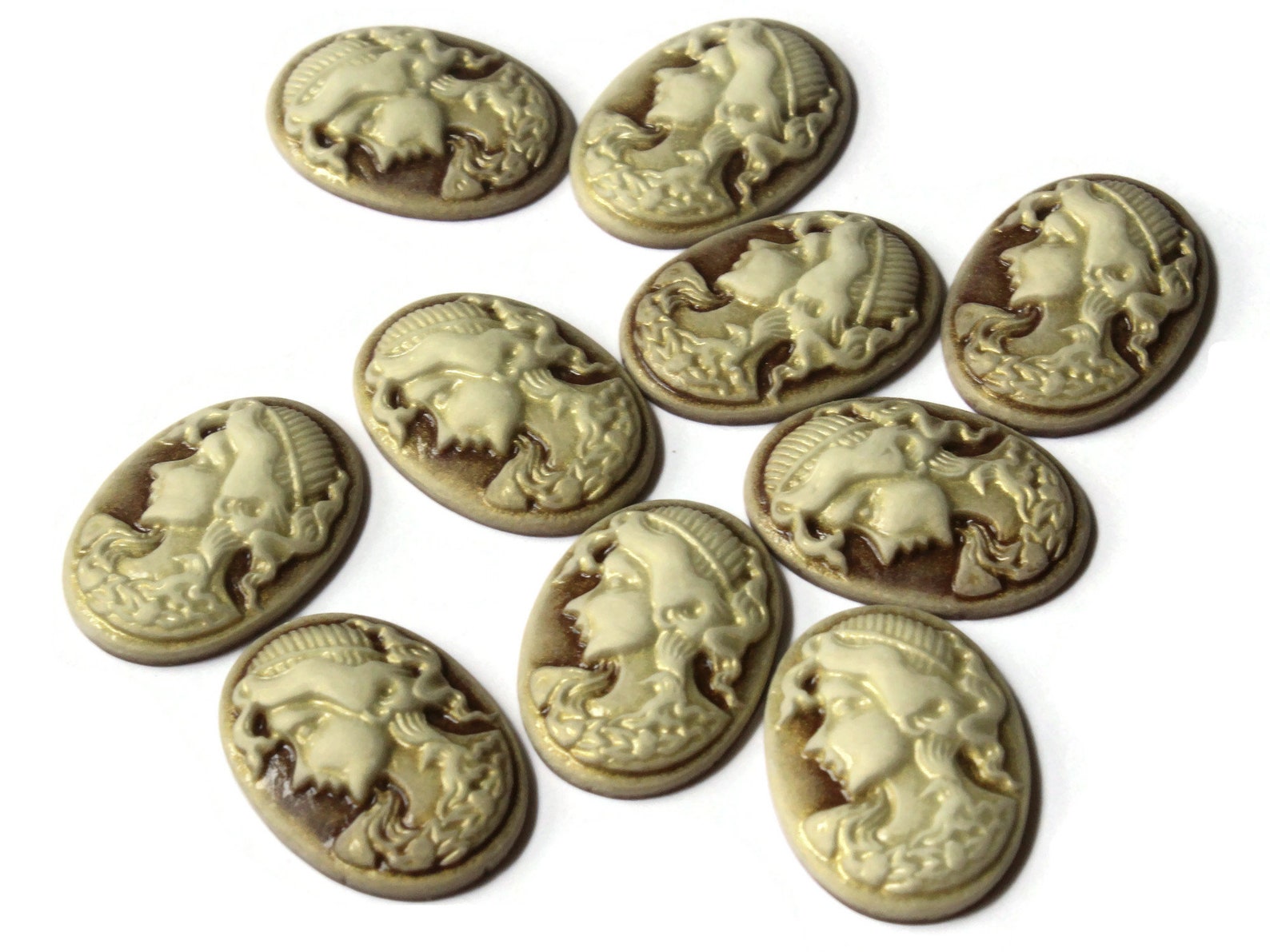 10 25mm x 18mm Brown Cameo Cabochons Woman Face Cameo Cabs | Etsy