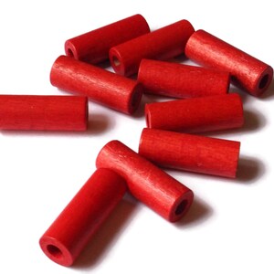 10 26mm Red Wood Tube Beads 1 Inch Vintage Beads New Old Stock Beads ...