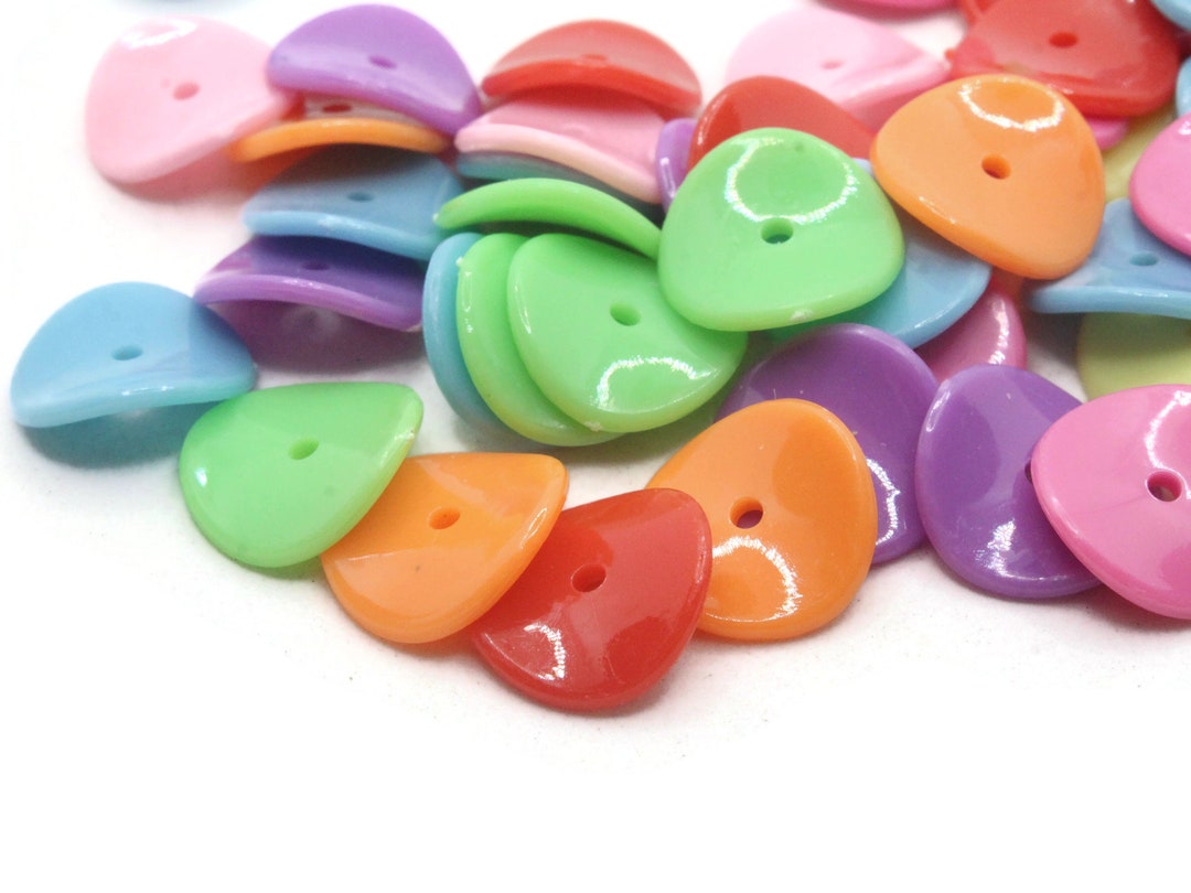 50 15mm Bright Color Mixed Wavy Disc Beads Flat Round Bead Coin Beads ...