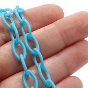 15.75 Inch Bright Sky Blue Plastic Oval Chain Jewelry Making Beading ...
