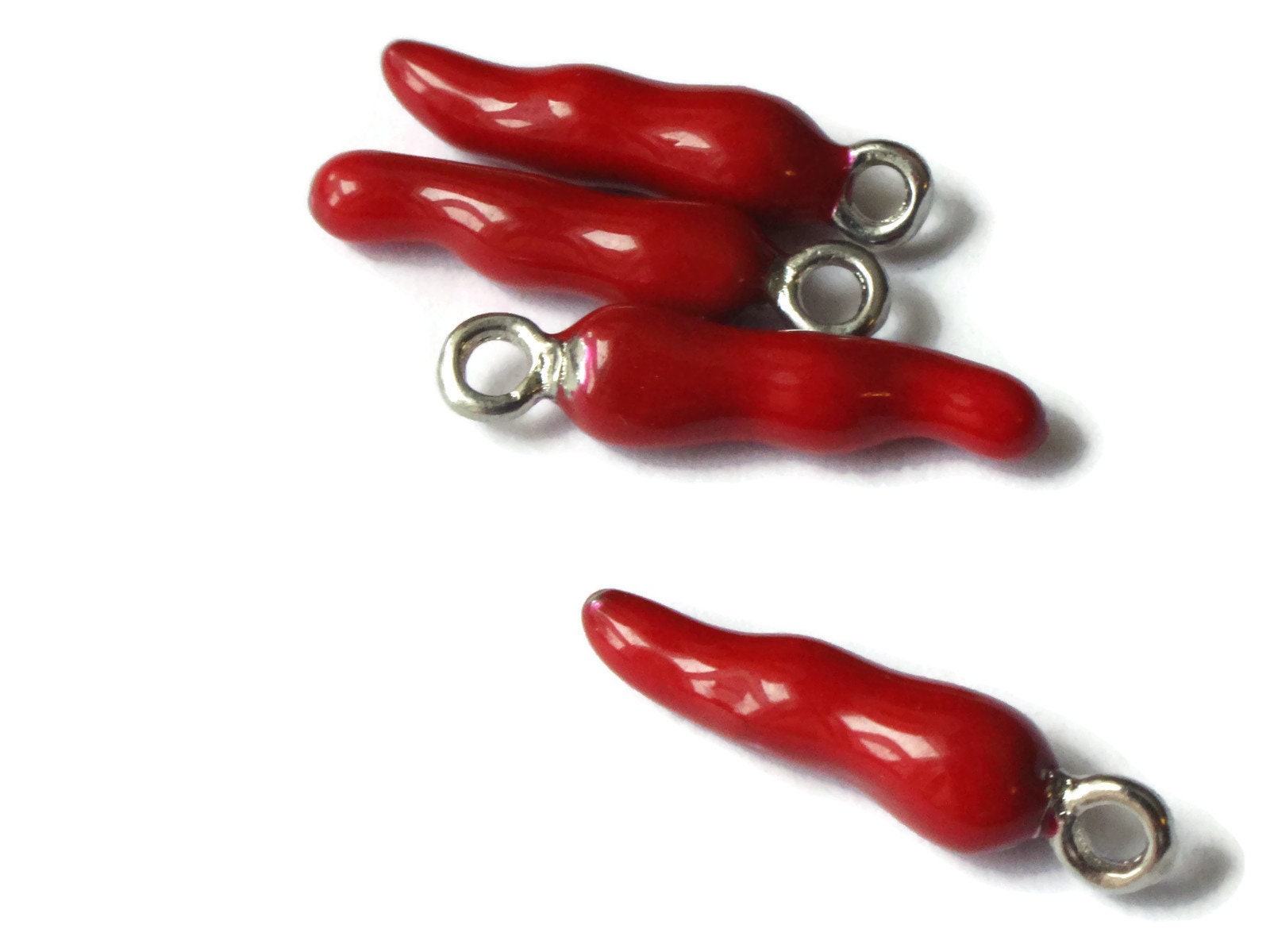4 20mm Red Chili Pepper Charms Food Beads Small Enamel Charms Jewelry ...