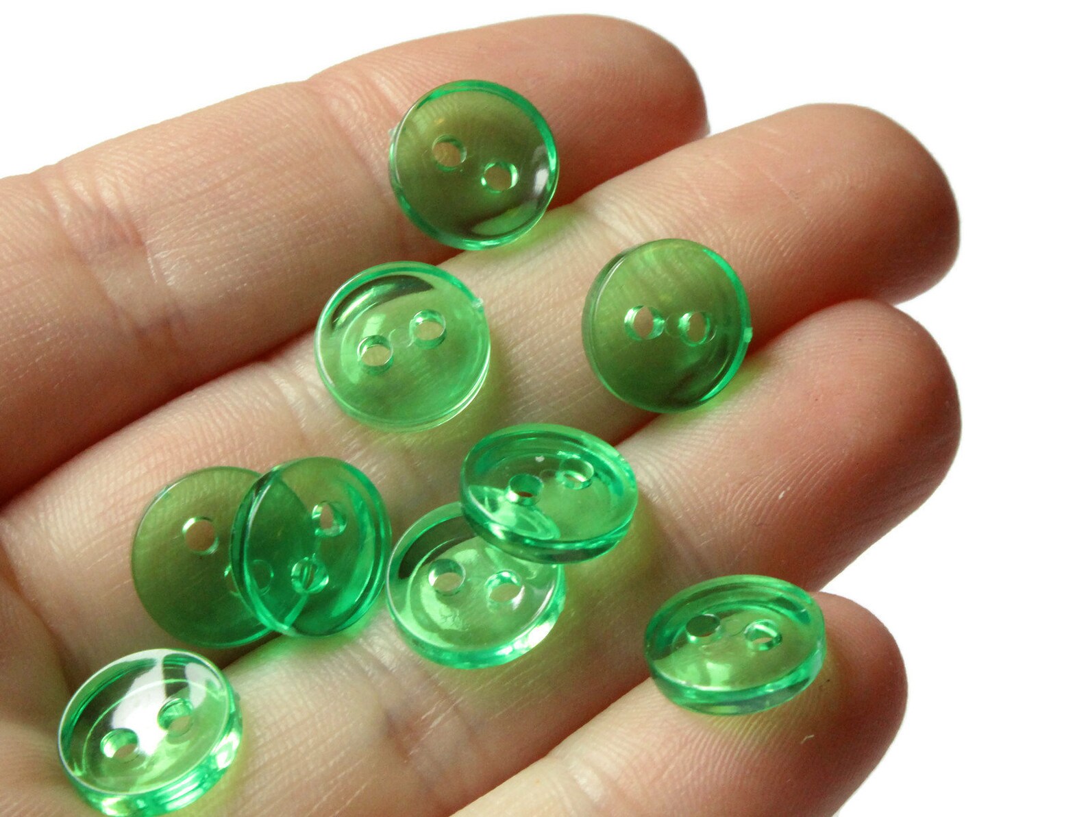 50 11mm Clear Green Buttons Flat Round Plastic Two Hole | Etsy