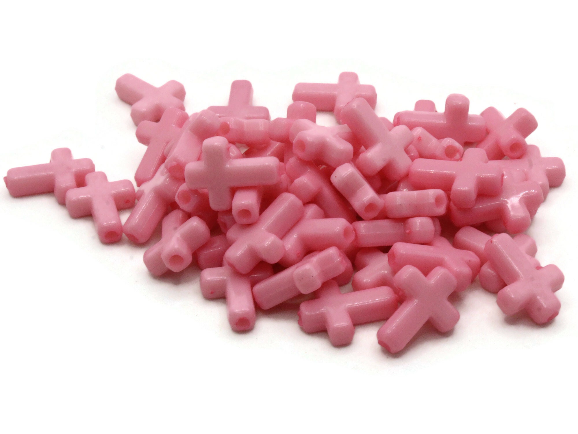 50 16mm Cross Beads Pink Cross Beads Plastic Crosses Christian Beads ...