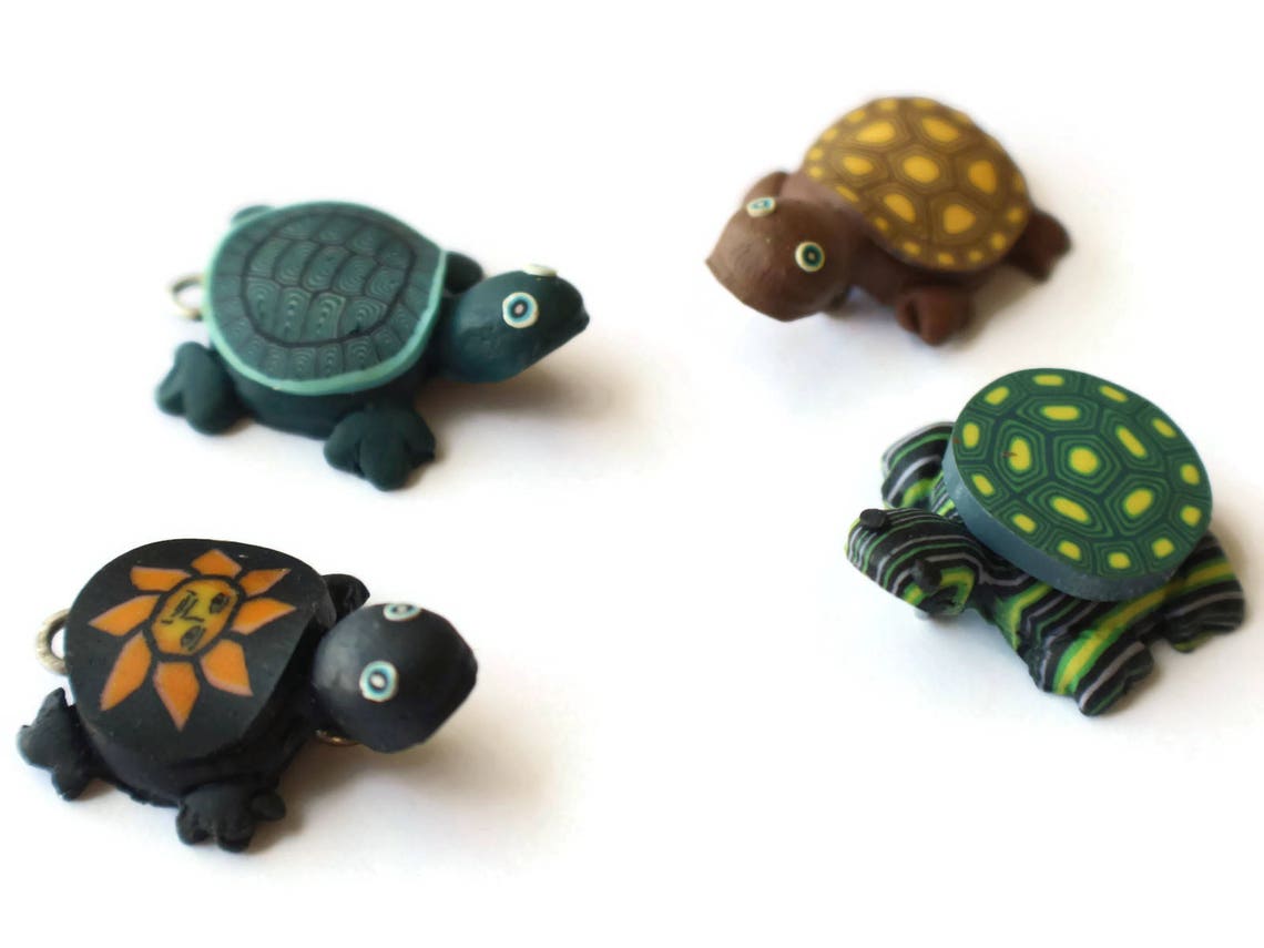 4 Mixed Turtles Assorted Shell Turtle Charms Tortoise Links Beads ...