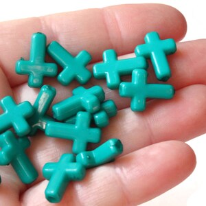 50 16mm Cross Beads Teal Green Cross Beads Plastic Crosses Christian ...