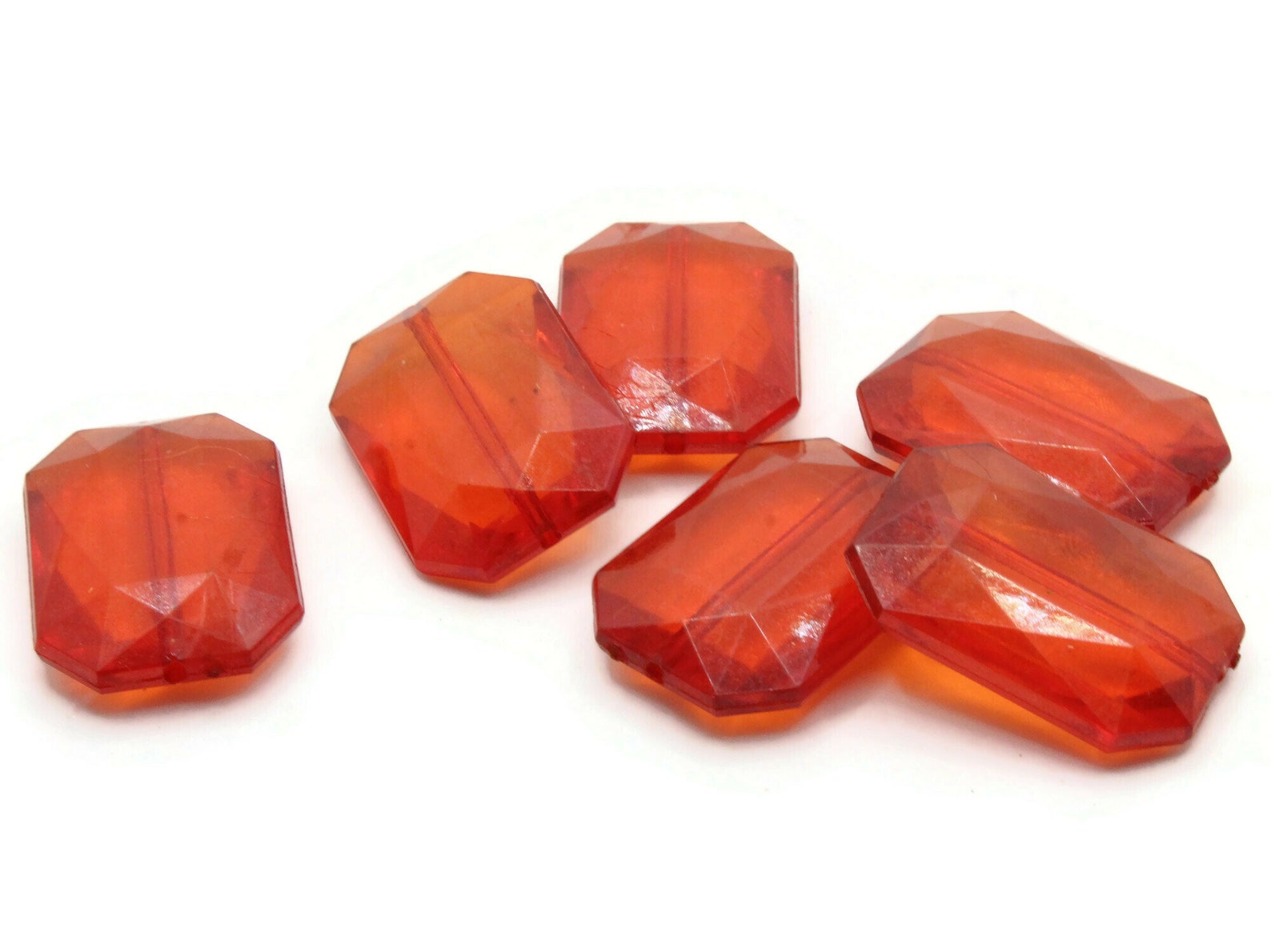 6 30mm Red Beads Acrylic Gems Rectangle Jewel Beads Acrylic - Etsy