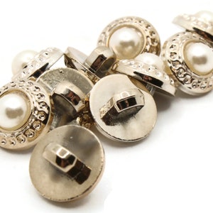 10 12mm Pearl Buttons Silver Shank Buttons Plastic Buttons Acrylic ...