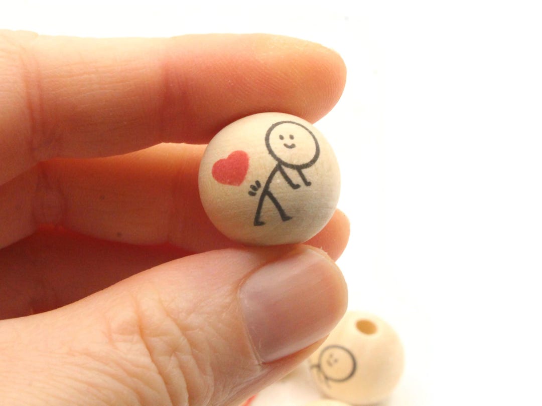 12 19mm Round Wood Booty Bounce Love Beads Natural Wooden Beads Large ...