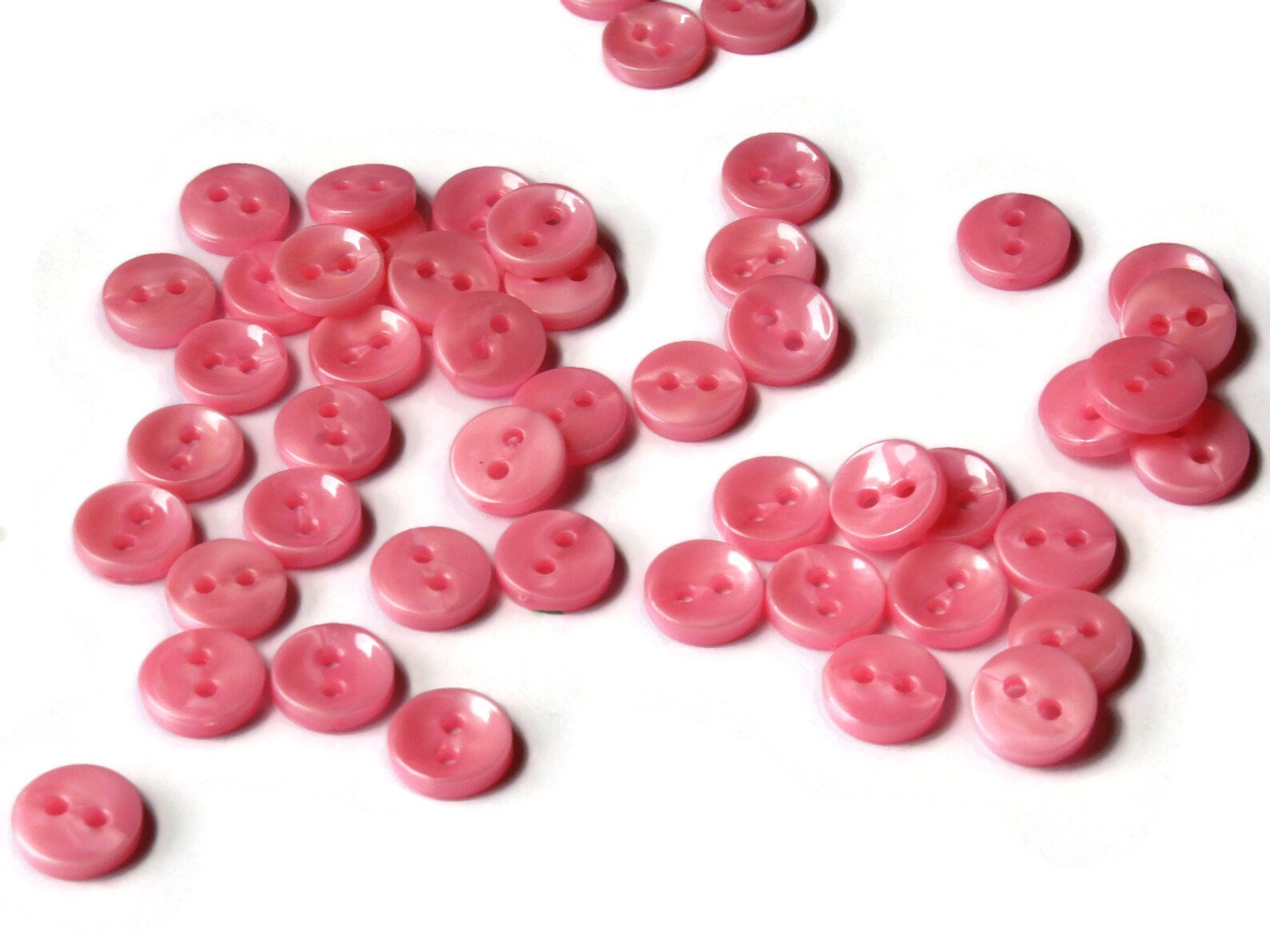 50 11mm Opaque Pearl Pink Buttons Flat Round Plastic Two Hole - Etsy