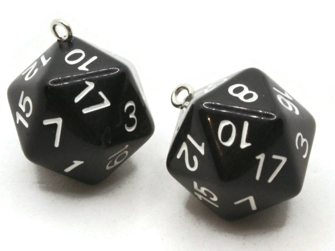 2 20mm Black Resin D20 20 Sided Dice Charms Dice Pendants Jewelry ...
