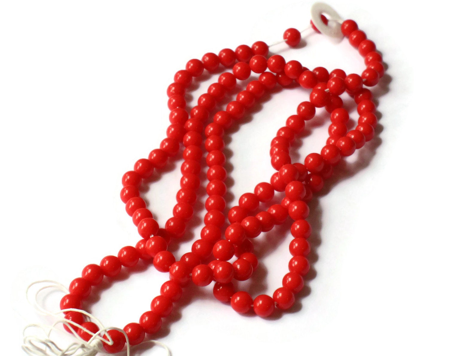 6mm Round Beads Red Plastic Beads Vintage Beads 31 Inch Full - Etsy