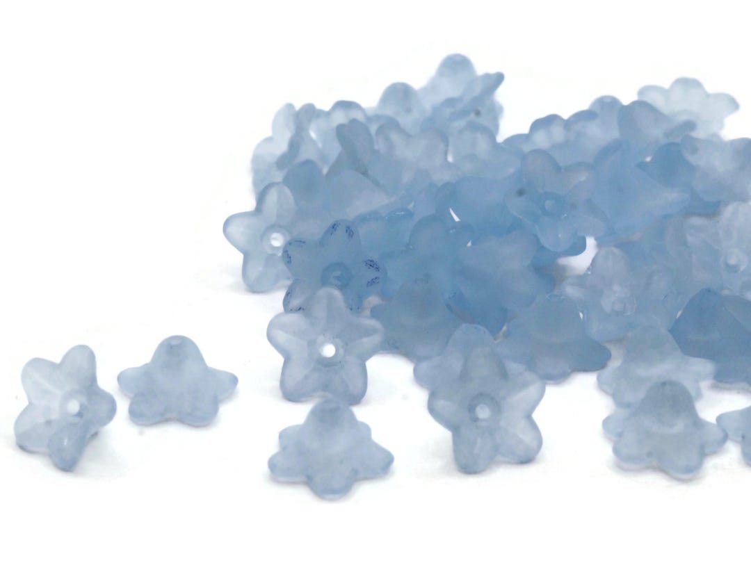 50 10mm Small Blue Flower Beads Lily Beads Lucite Beads Acrylic Beads ...