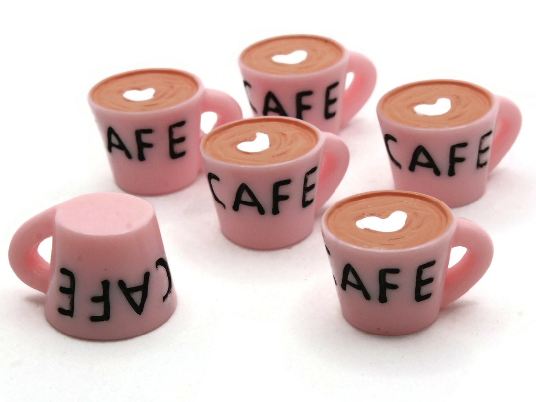 6 Light Pink Mug Charms Coffee Mugs Miniature Cafe Cups Jewelry Making ...