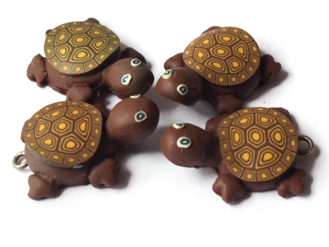 4 Brown Turtles With Yellow Spotted Shell Turtle Charms - Etsy