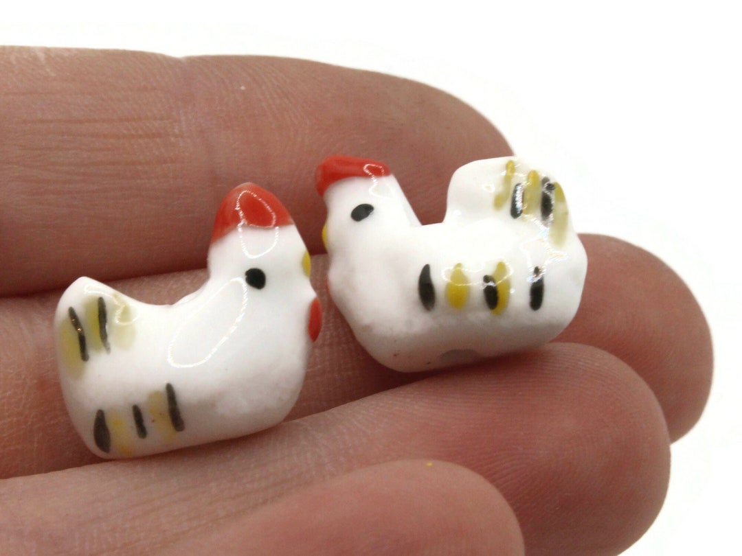 Porcelain Chicken Beads White Bird Beads Porcelain Glass Beads Loose ...