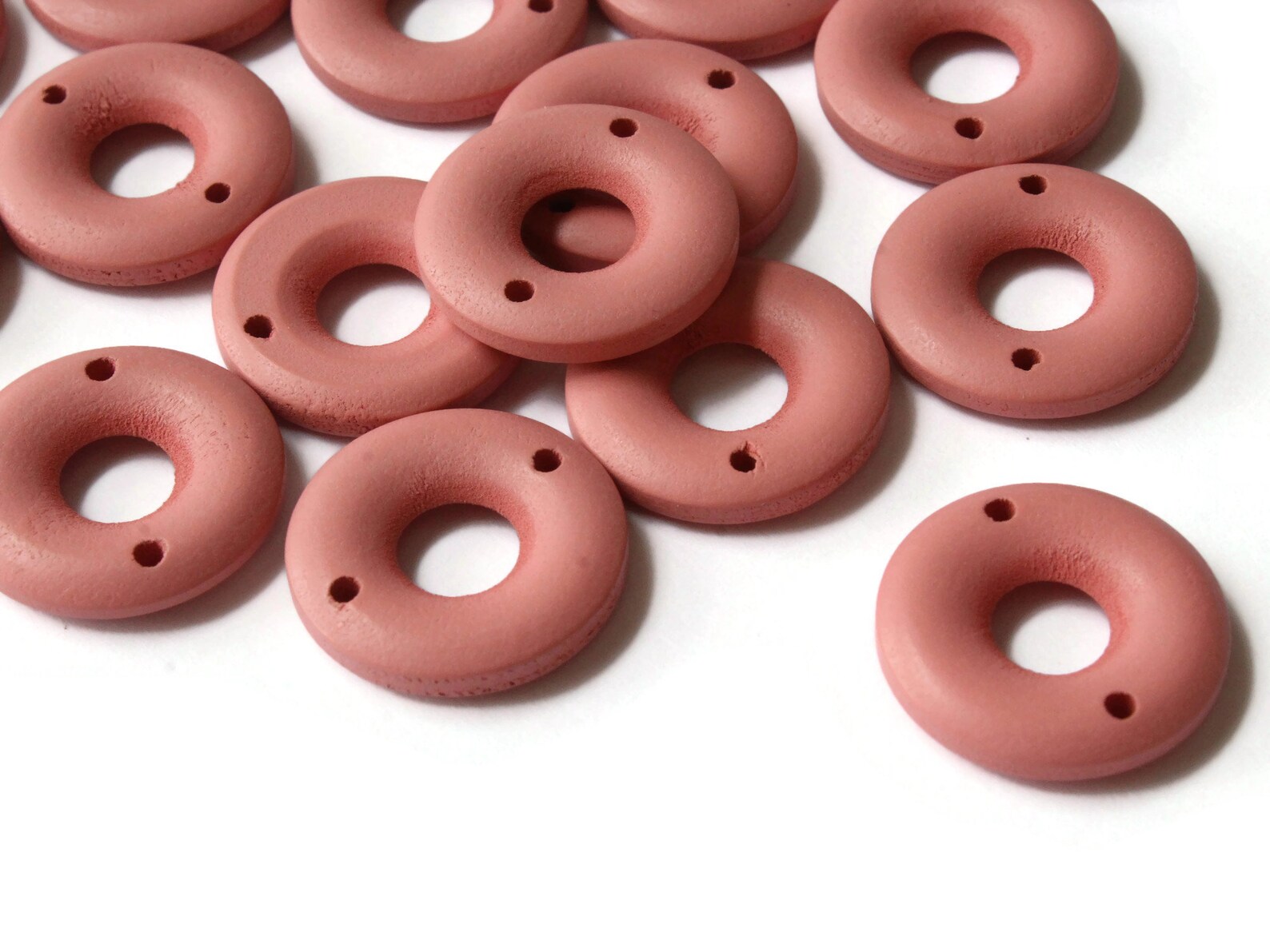 20 20mm Pink Beads Round Donut Beads Wood Beads Ring Beads | Etsy