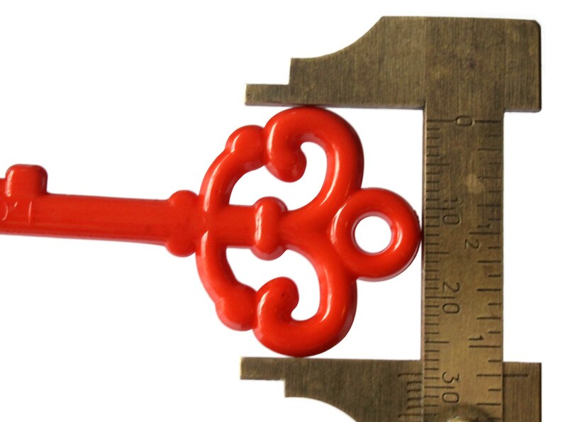 Plastic Key Charm Red Skeleton Key Charms Love Key Pendant Key to Your ...