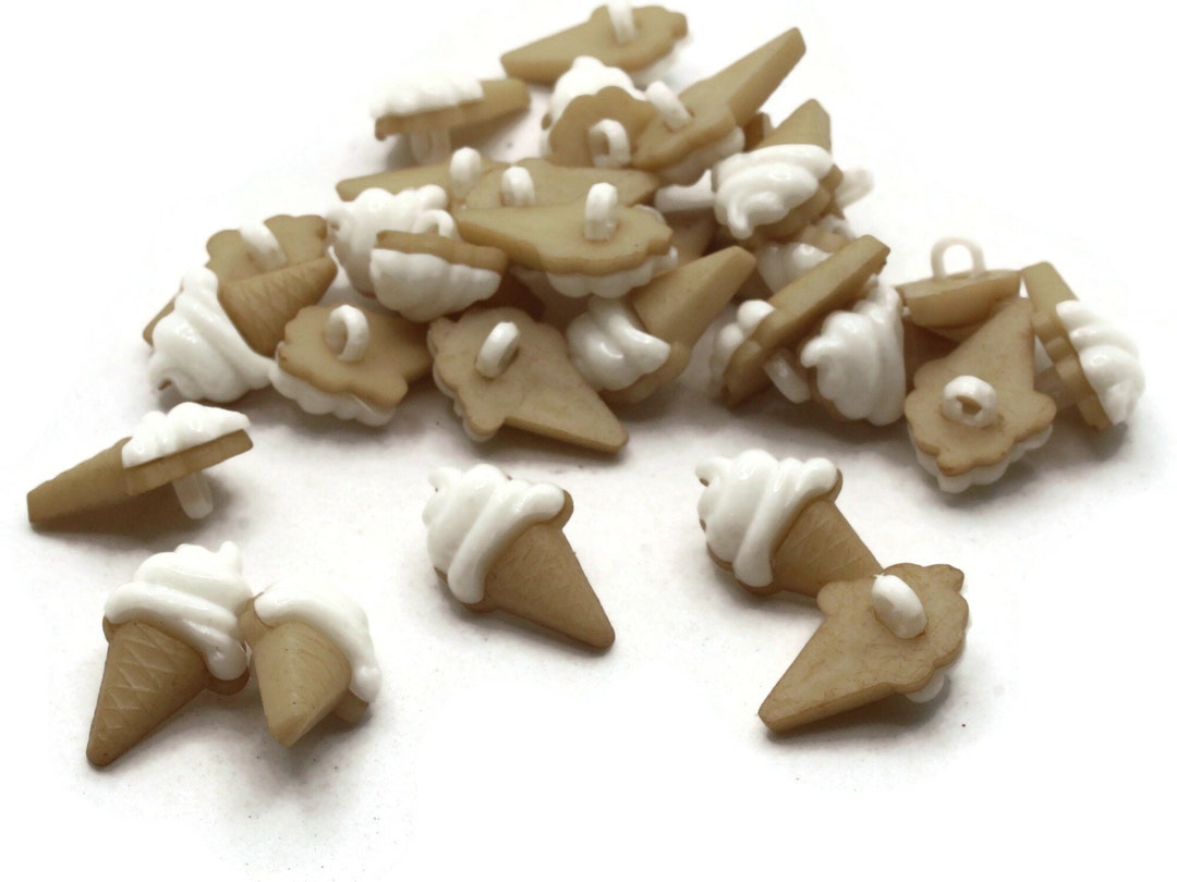 15 22mm Vanilla Ice Cream Cone Buttons Shank Buttons Food Buttons Cute ...