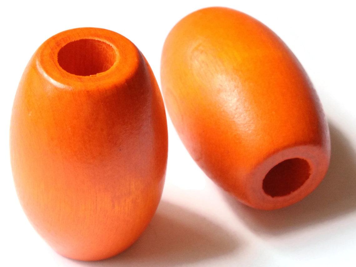 Ridiculously Huge Beads Orange Beads Vintage Wood Barrel Beads | Etsy