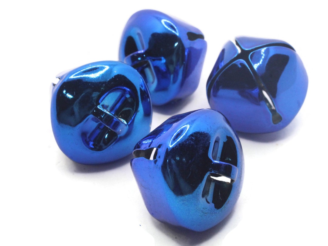 4 30mm Shiny Royal Blue Jingle Bells Christmas Sleigh Bell Charms Beads ...
