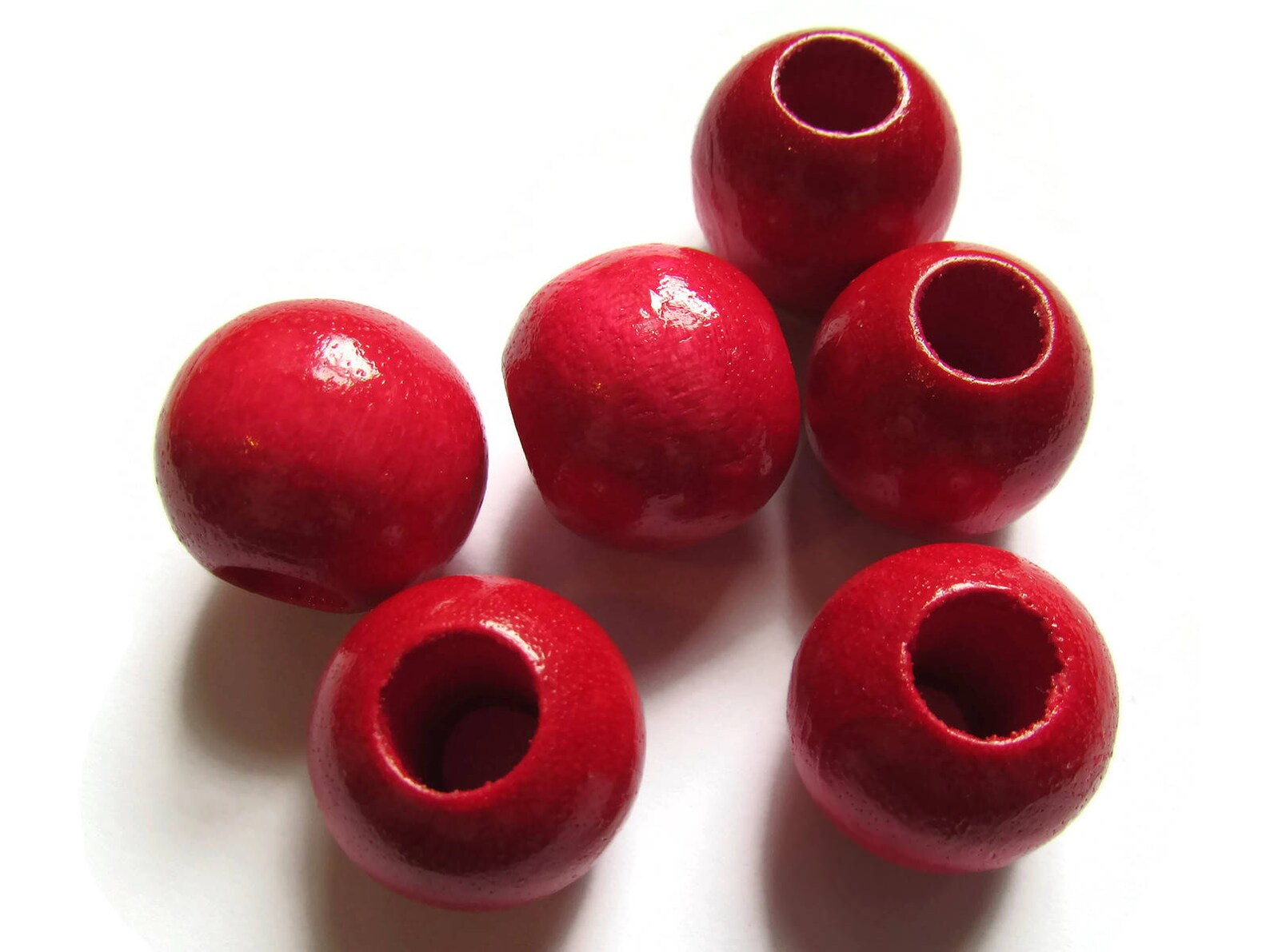 6 21mm X 19mm Red Beads Round Wood Beads Vintage Beads Wooden - Etsy