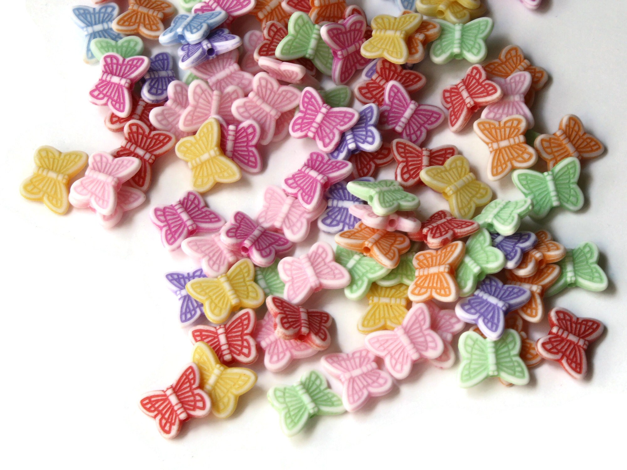 100 14mm Mixed Color Butterfly Beads Plastic Butterflies Moth | Etsy