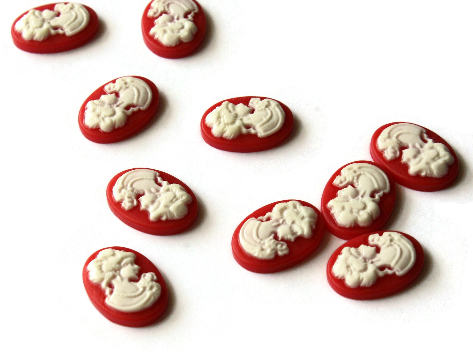 10 Red Cameo Cabochons Victorian Cameo Woman Face Cameo Cabs - Etsy