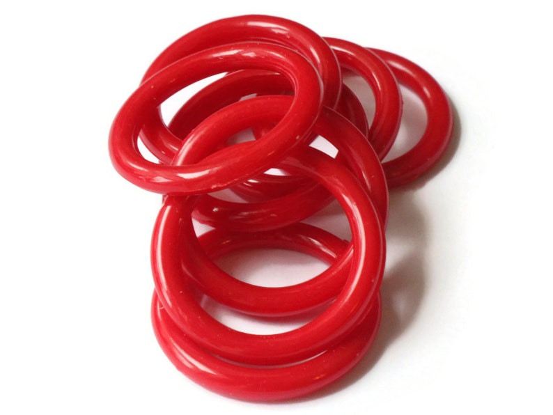 8 38mm Red Ring Beads Vintage Plastic Links Jewelry Making Beading ...